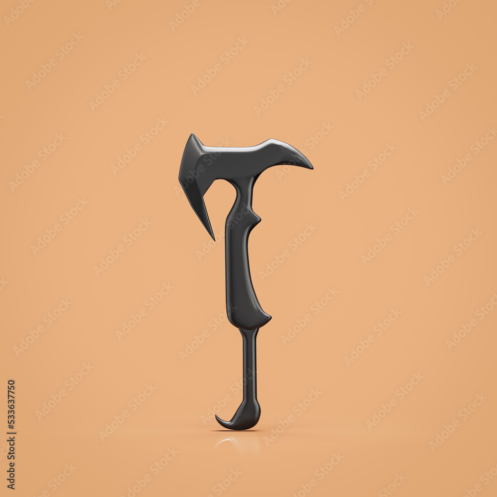 Black medieval battle axe, nordic skyrim battleaxe weapon. Single blade ...