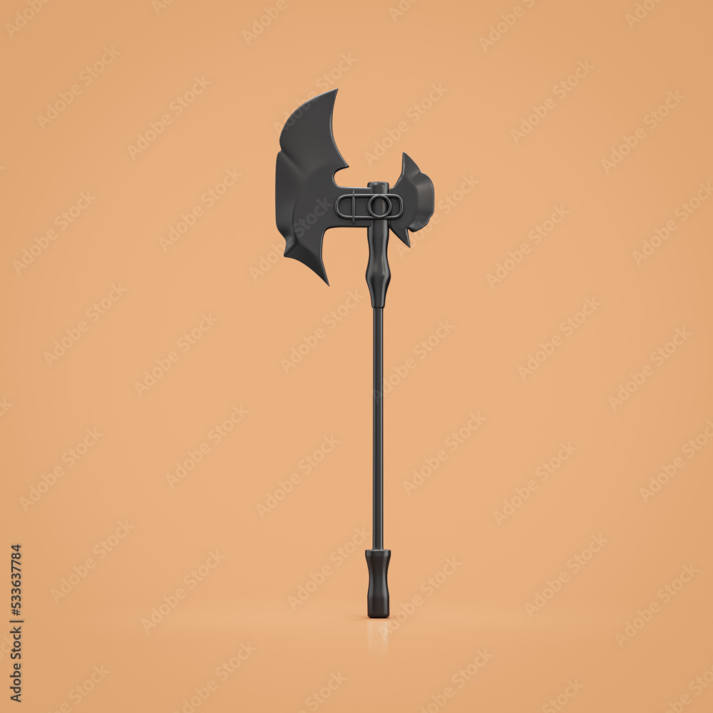 Black medieval battle axe, nordic skyrim battleaxe weapon. Single blade ...