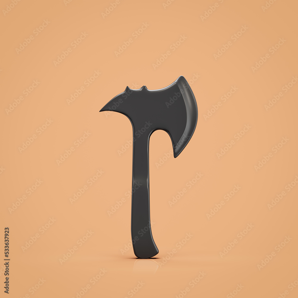 Black medieval battle axe, nordic skyrim battleaxe weapon. Single blade ...
