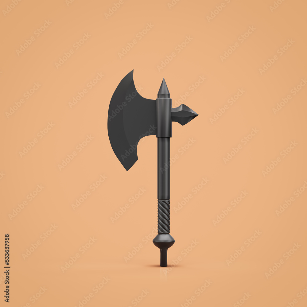 Black medieval battle axe, nordic skyrim battleaxe weapon. Single blade ...