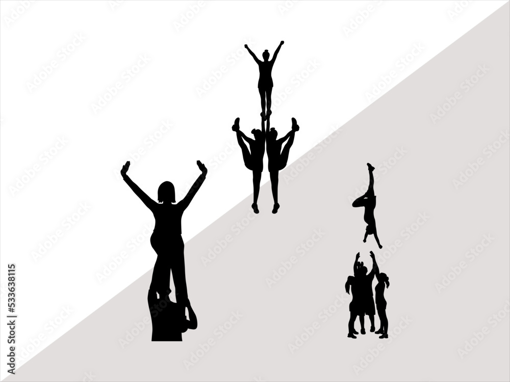 Cheer Stunt SVG Cut Files | Cheer Leading Silhouette | Cheer Team ...