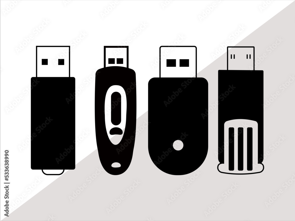 USB Flash SVG, USB Silhouette, Usb Drive Svg, Memory Svg, Pen drive Svg ...