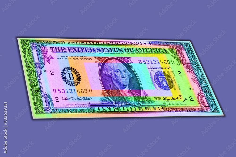 Contemporary artwork background with colored banknote. Digital texture ...