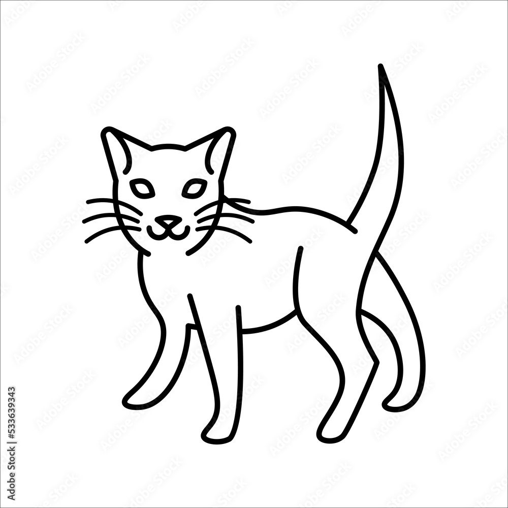 Cat icon. Cat silhouette symbol. Linear style sign for mobile concept ...