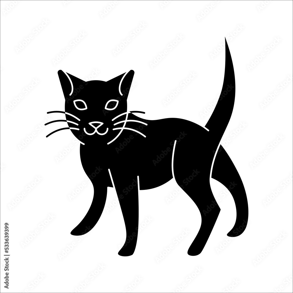 Cat icon. Cat silhouette symbol. Linear style sign for mobile concept ...