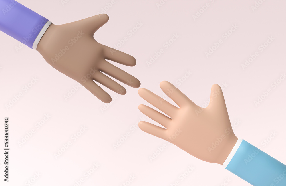 Helping hands on white background. Cartoon character begging hand ...