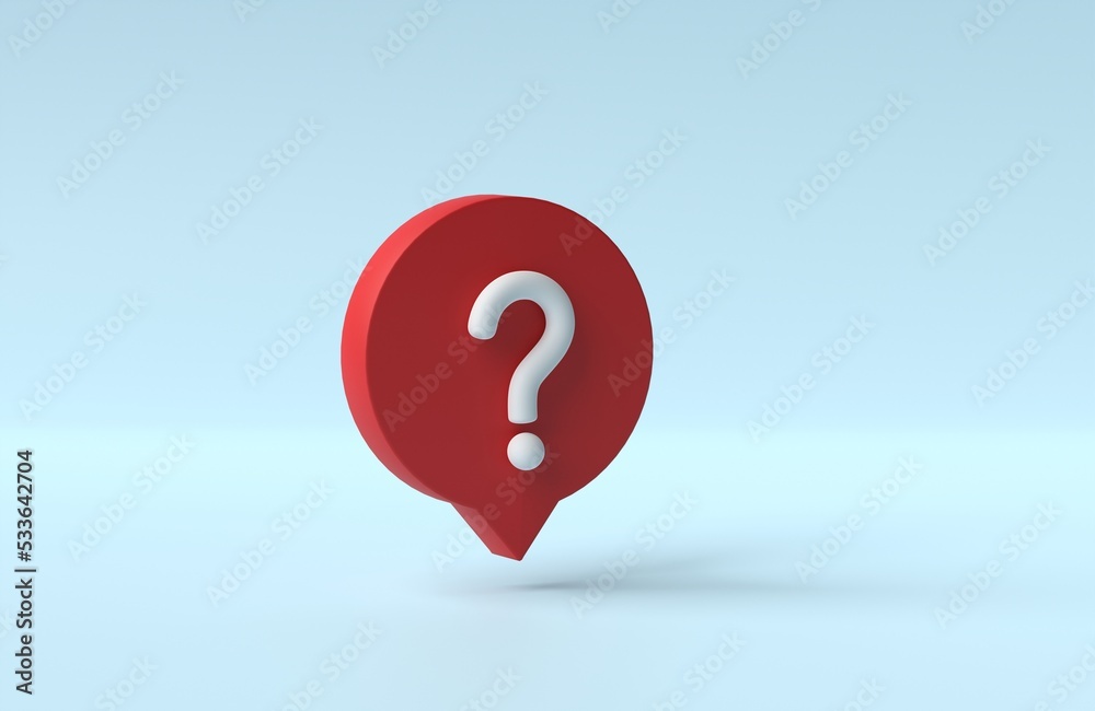 Social media notification with question mark icon on blue pastel ...