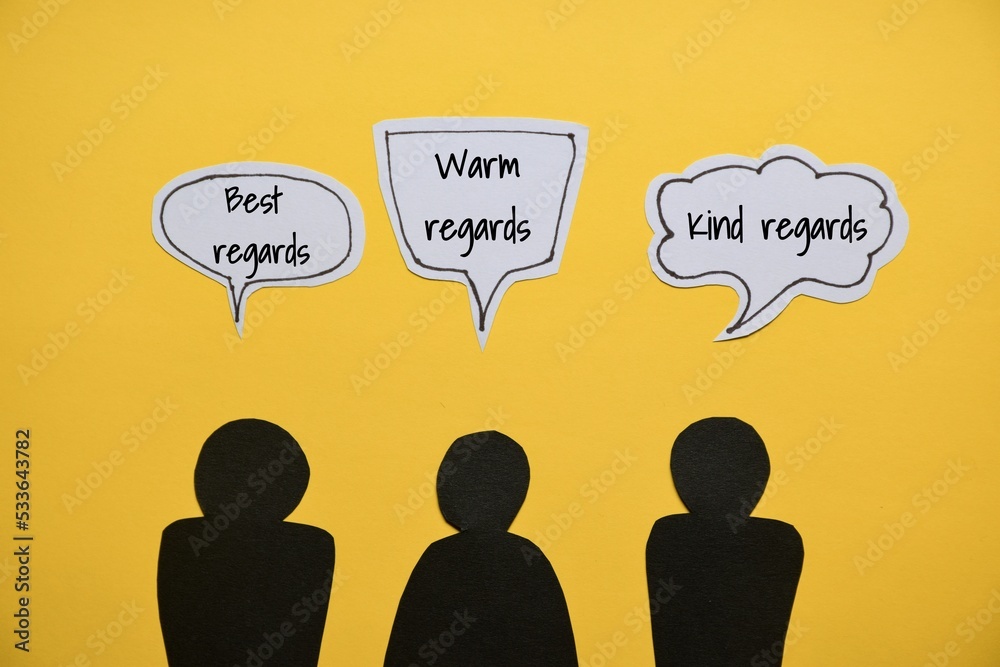 Writing letter closing remarks choice concept on speech bubbles with ...