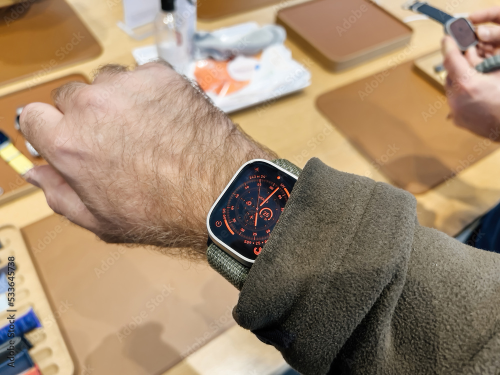 Paris, France - Sep 23, 2022: Apple Store first day of sale for new ...