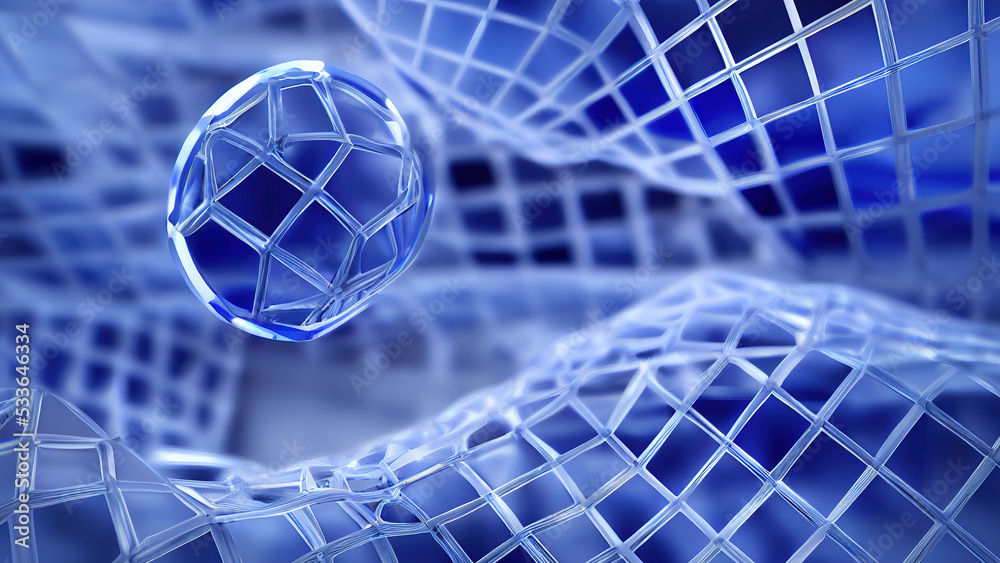 3 D render. Neural network concept. Connected cells with links. High ...