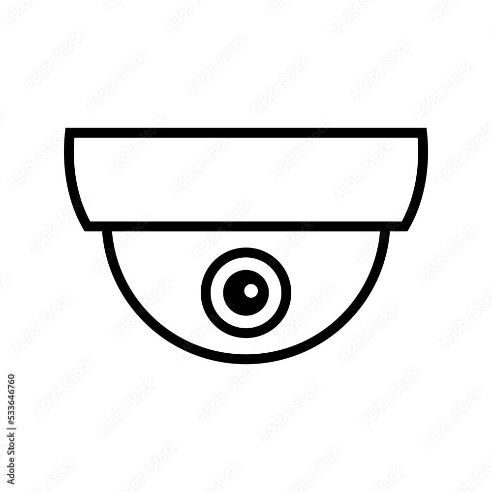 Dome camera icon. CCTV, security ceiling video camera, surveillance ...