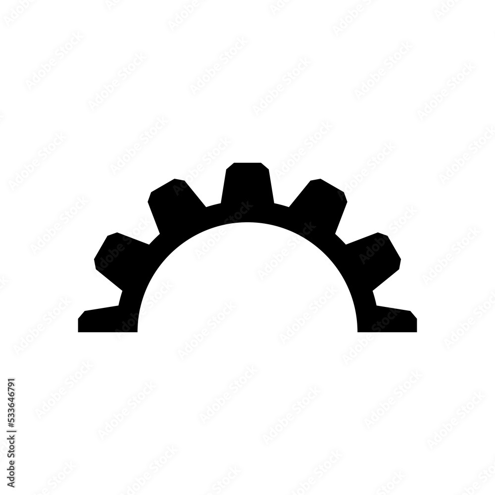 Half part gear wheel. Vector silhouette. Illustration on white ...