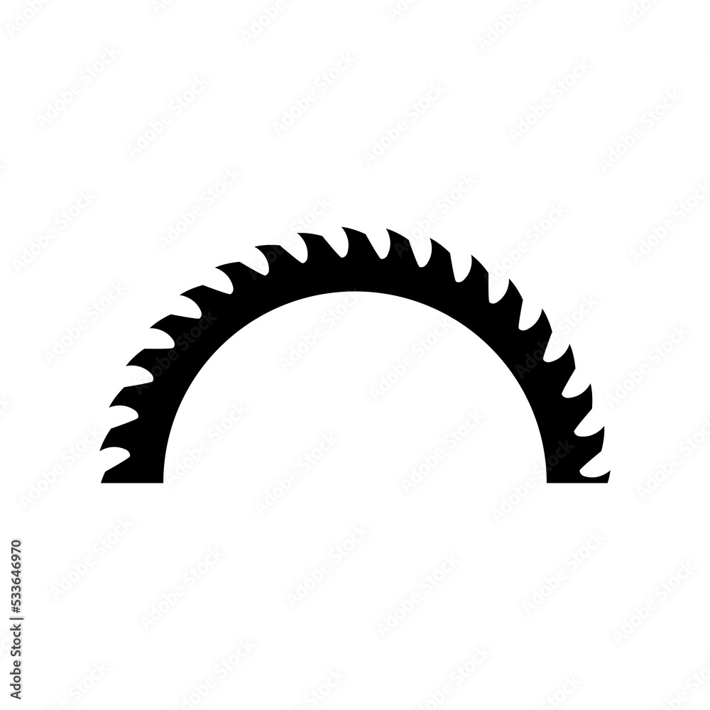 A circular saw blade. Half sawblade. Vector isolated illustration on ...
