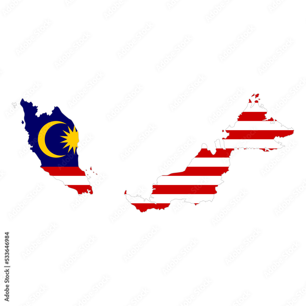 Malaysia map and flag on the map, vector illustration Stock Vector | Adobe Stock