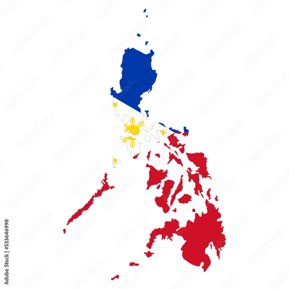 Philippines map and flag on the map, vector illustration Stock Vector ...
