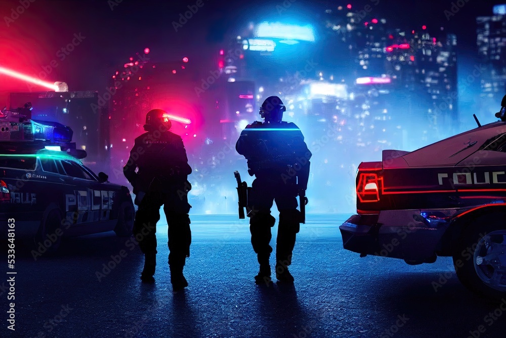 Cyberpunk military police, futuristic SWAT police art Stock ...