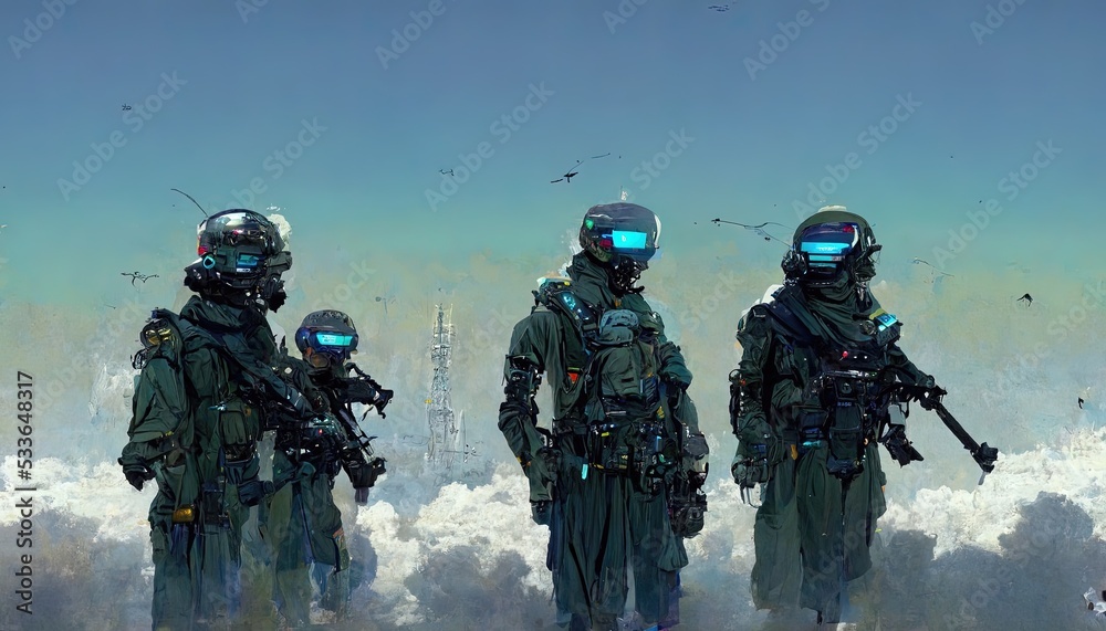 Futuristic special forces, the military of the future art Stock ...