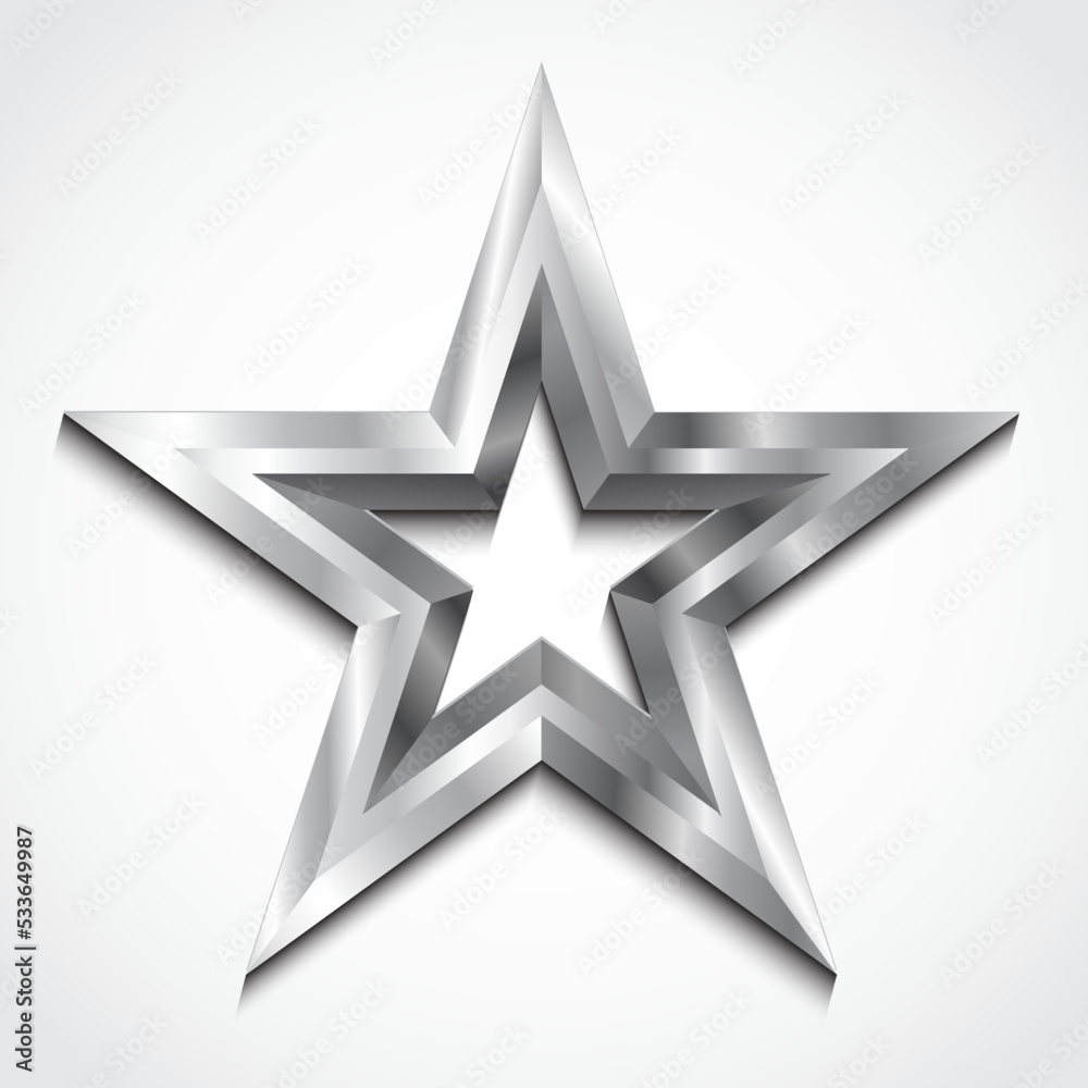 3d shiny realistic metal star / vector illustration Stock Vector ...