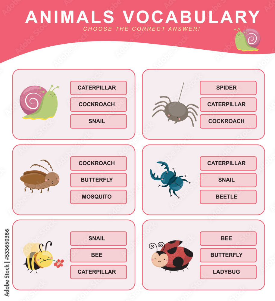 Choose the correct answer. Animals vocabulary. Worksheet for preschool ...