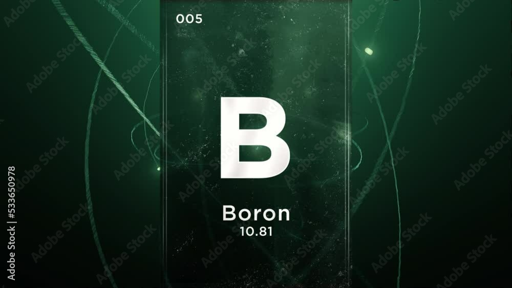 Boron (B) symbol chemical element of the periodic table, 3D animation ...