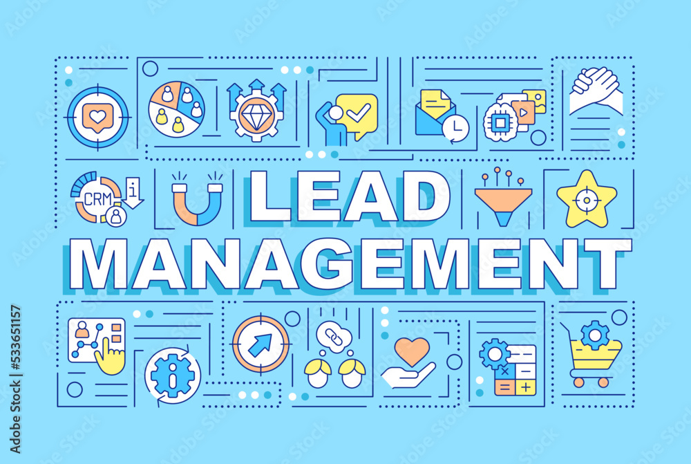Lead management word concepts blue banner. Business strategy ...