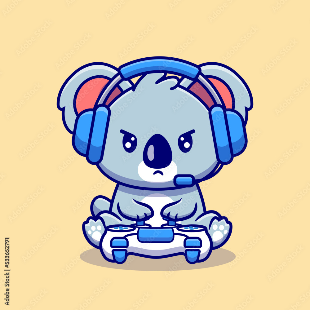 Cute Koala Gaming Cartoon Vector Icon Illustration. Animal Technology ...