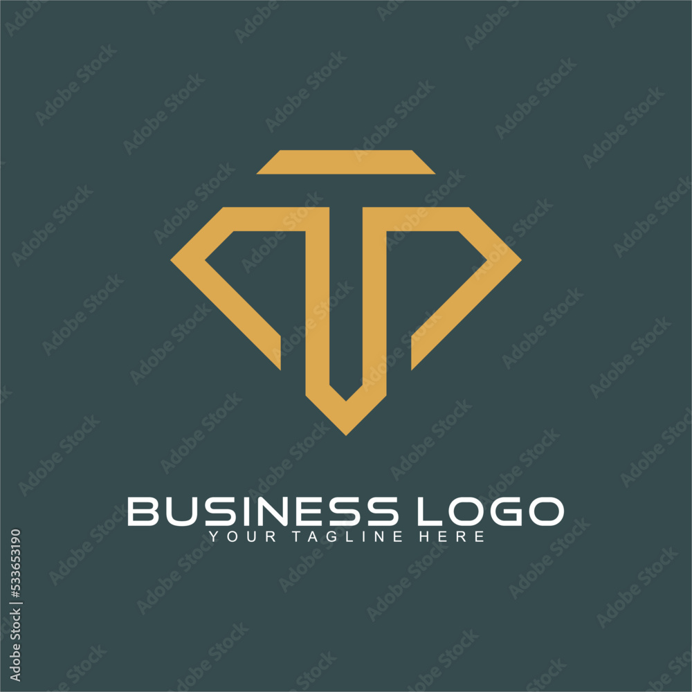 Diamond design logo vector with letter T concept. Stock Vector | Adobe ...