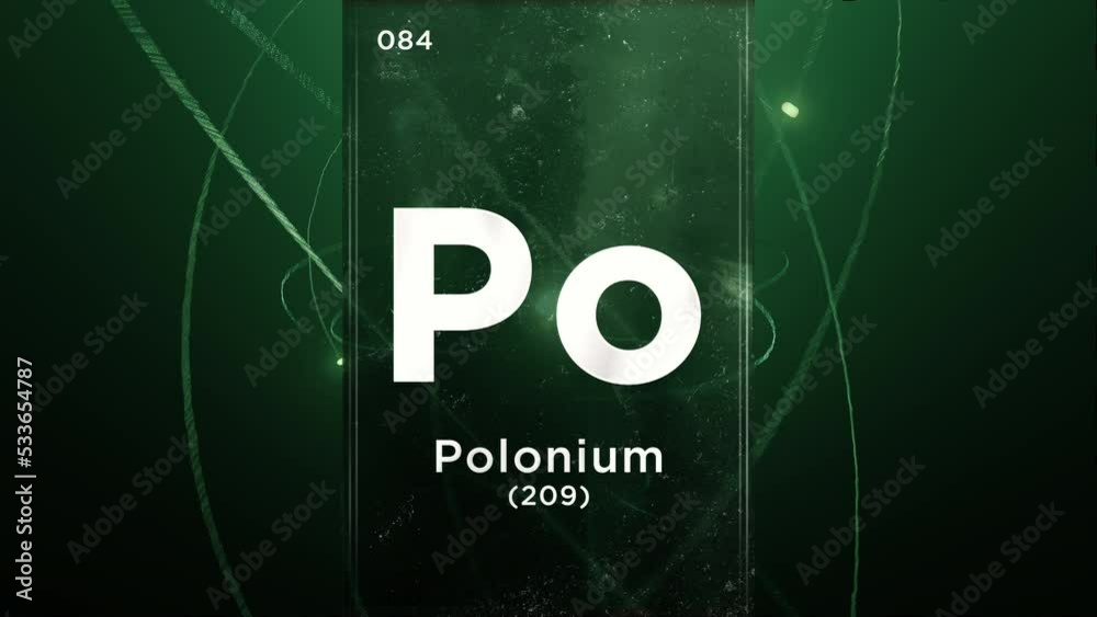 Polonium (Po) symbol chemical element of the periodic table, 3D ...