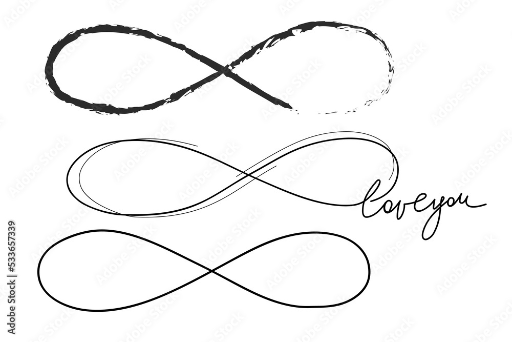 Hand drawn infinity symbol, sign doodle icon set. Infinity sign vector ...