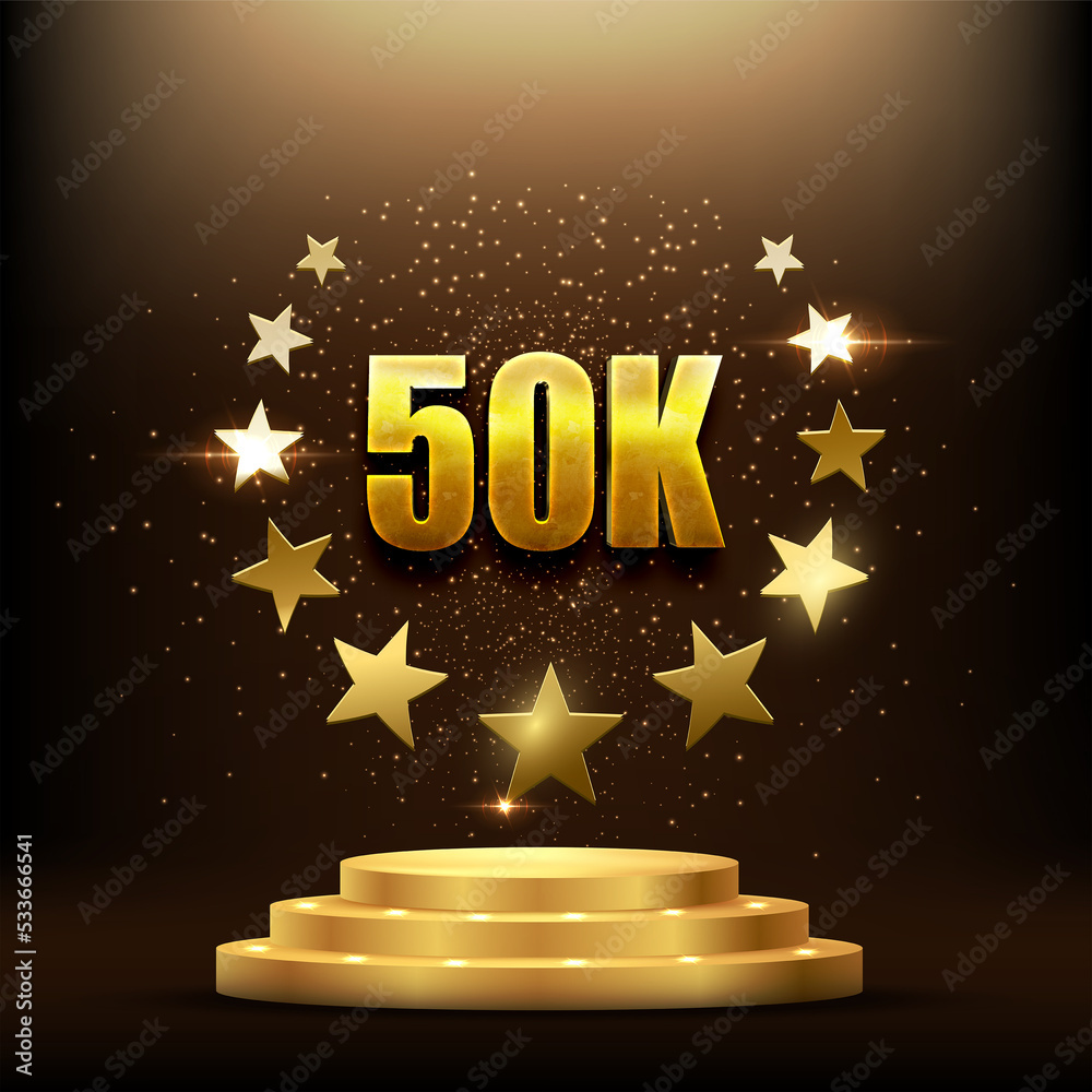 50k family, follower, subscriber achievement golden particle Stock ...