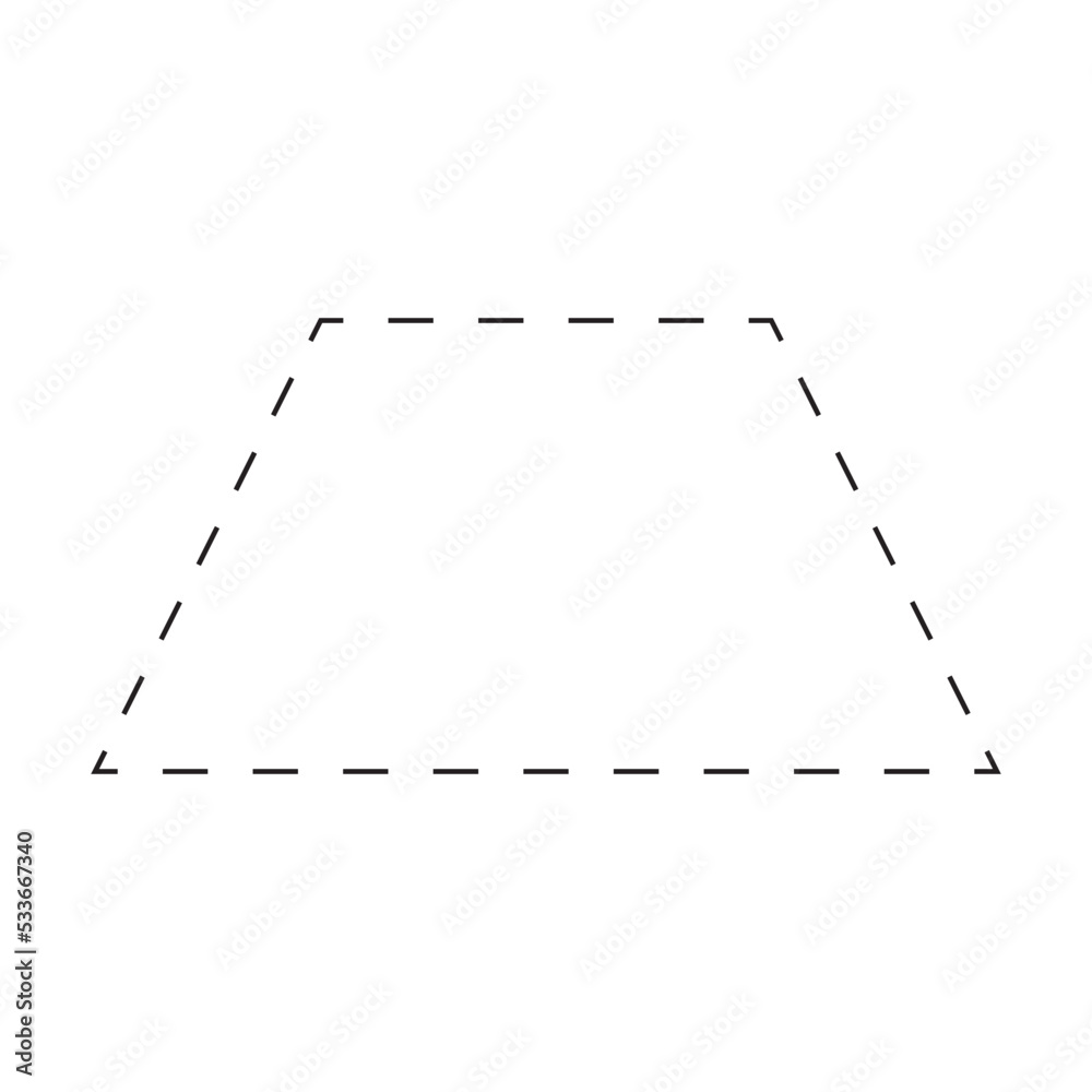 Trapezoid or Trapezium shape dashed symbol vector icon for creative ...