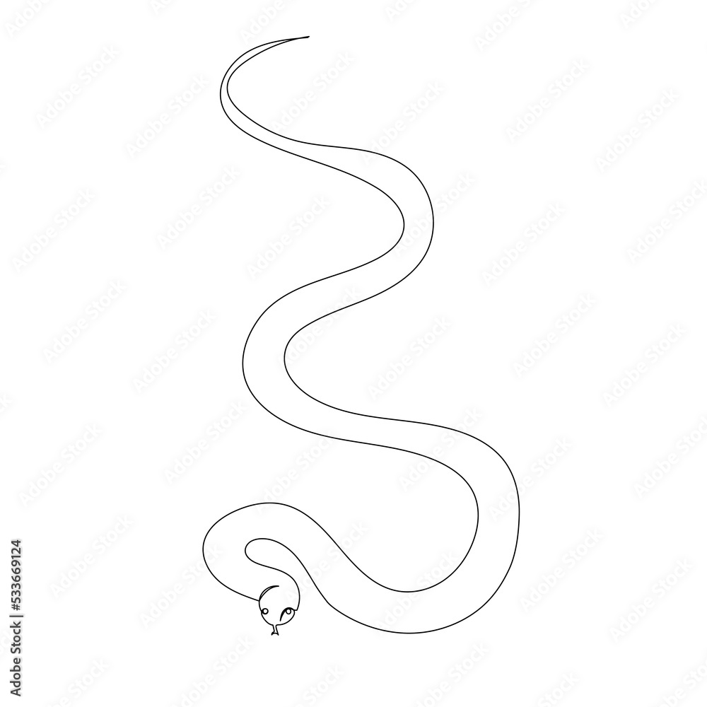 snake one line drawing, vector sketch Stock Vector | Adobe Stock