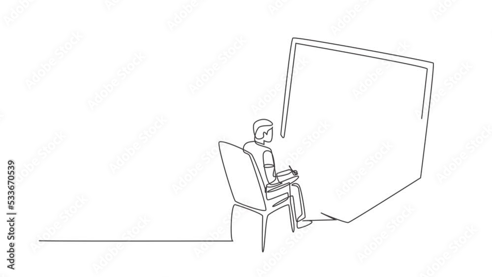 Vidéo Stock Self drawing animation of single line draw student sitting ...