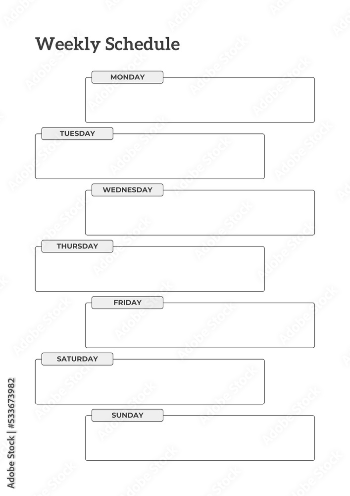 Clean Weekly Planner Template Sheet. Minimalist Planner Page Template ...