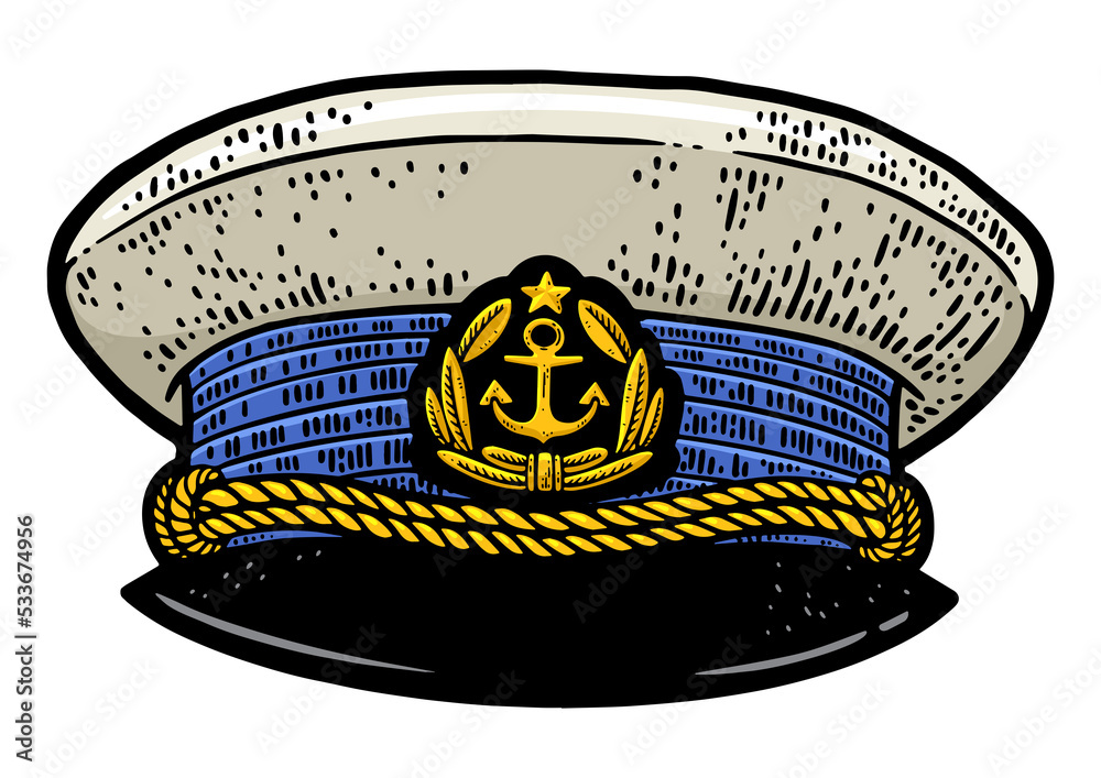 Captain cap uniform color sketch PNG illustration with transparent ...