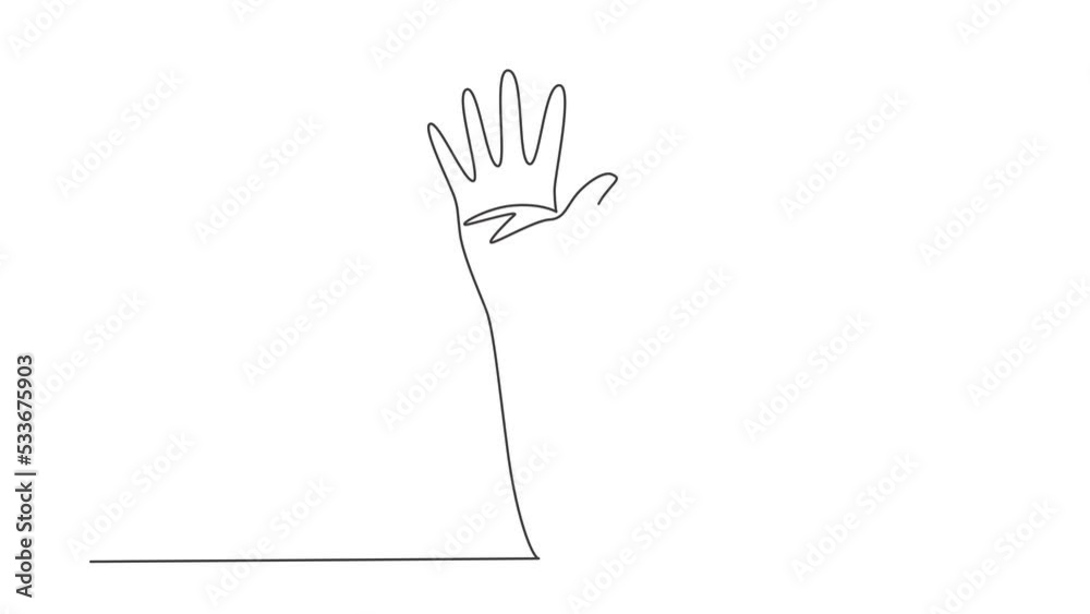 Animated self drawing of single continuous line draw hand count number ...