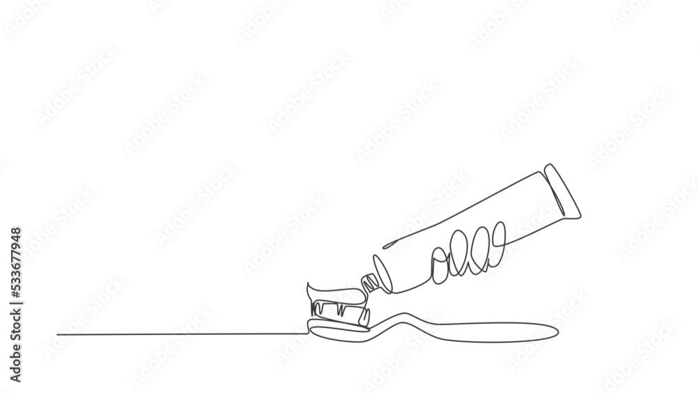 Animated self drawing of continuous line draw brushing teeth ...