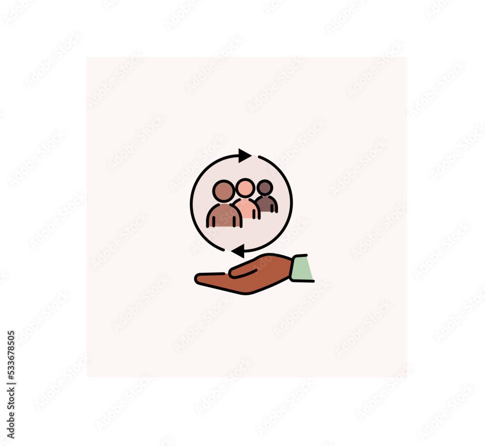 Icon and logo of inclusion, diversity and equality. Icon with workers ...