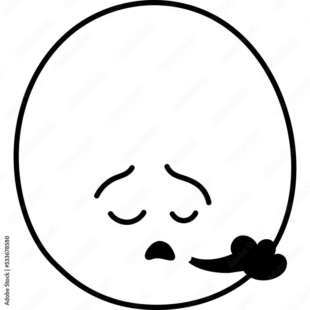 face exhaling emoji outline vector smiley Stock Vector | Adobe Stock