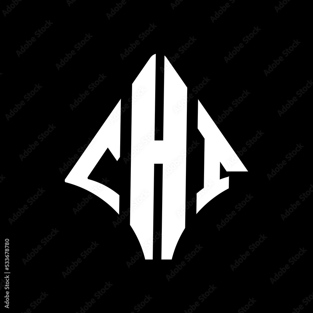CHI letter logo design. CHI modern letter logo with black and white ...