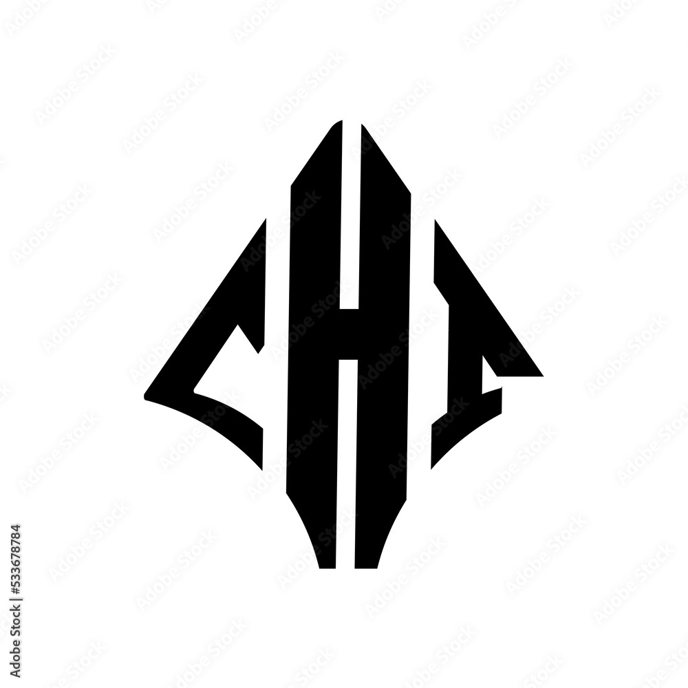 CHI letter logo design. CHI modern letter logo with black and white ...