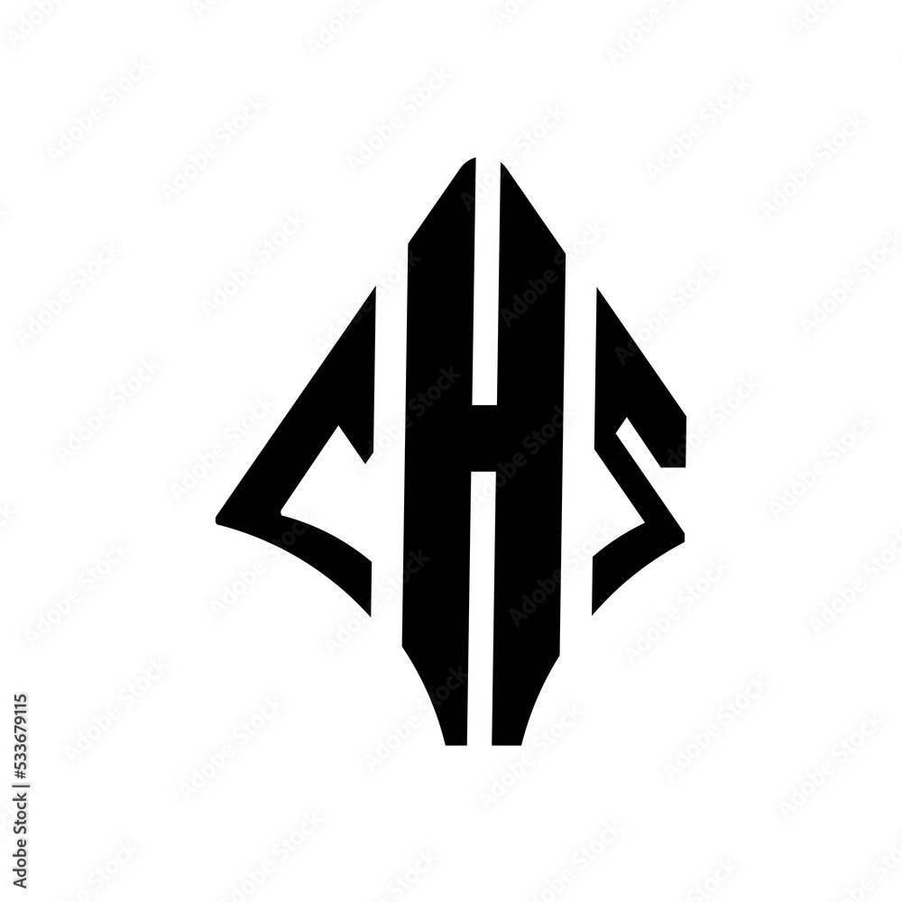 CHS letter logo design. CHS modern letter logo with black and white ...