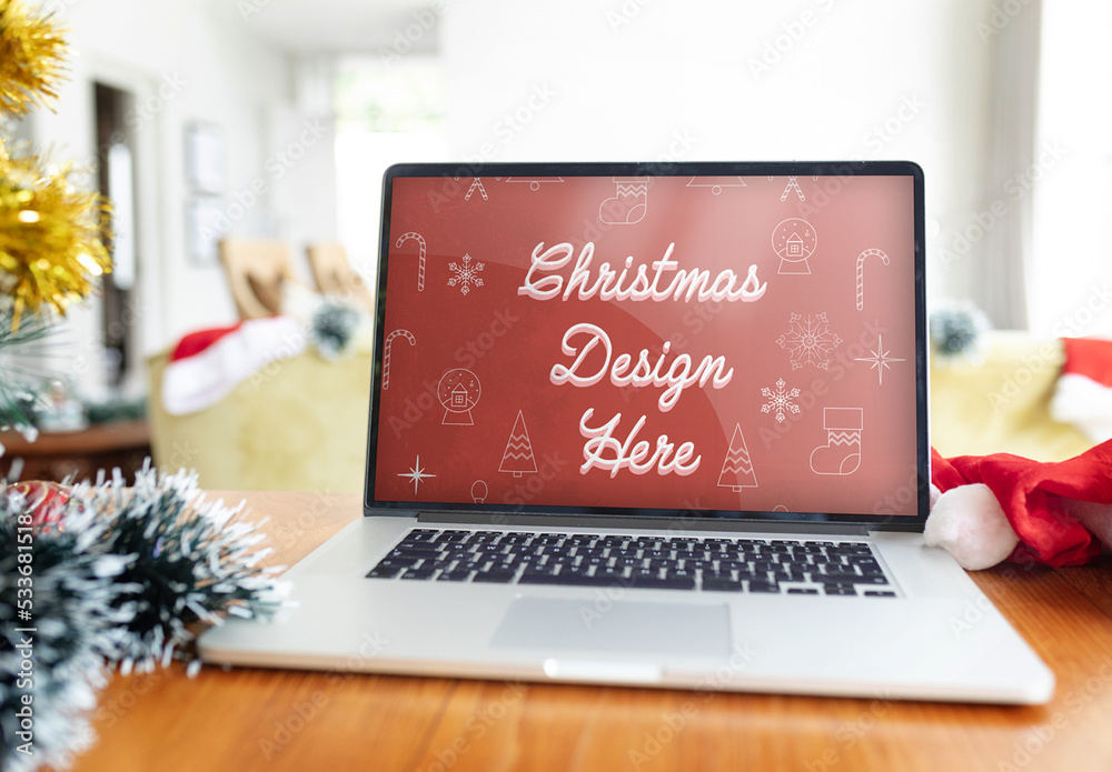 Christmas Laptop Mockup Stock Template | Adobe Stock