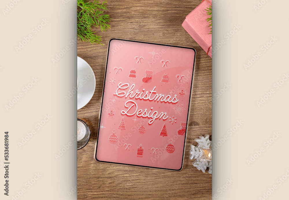 Christmas Tablet Mockup Stock Template | Adobe Stock