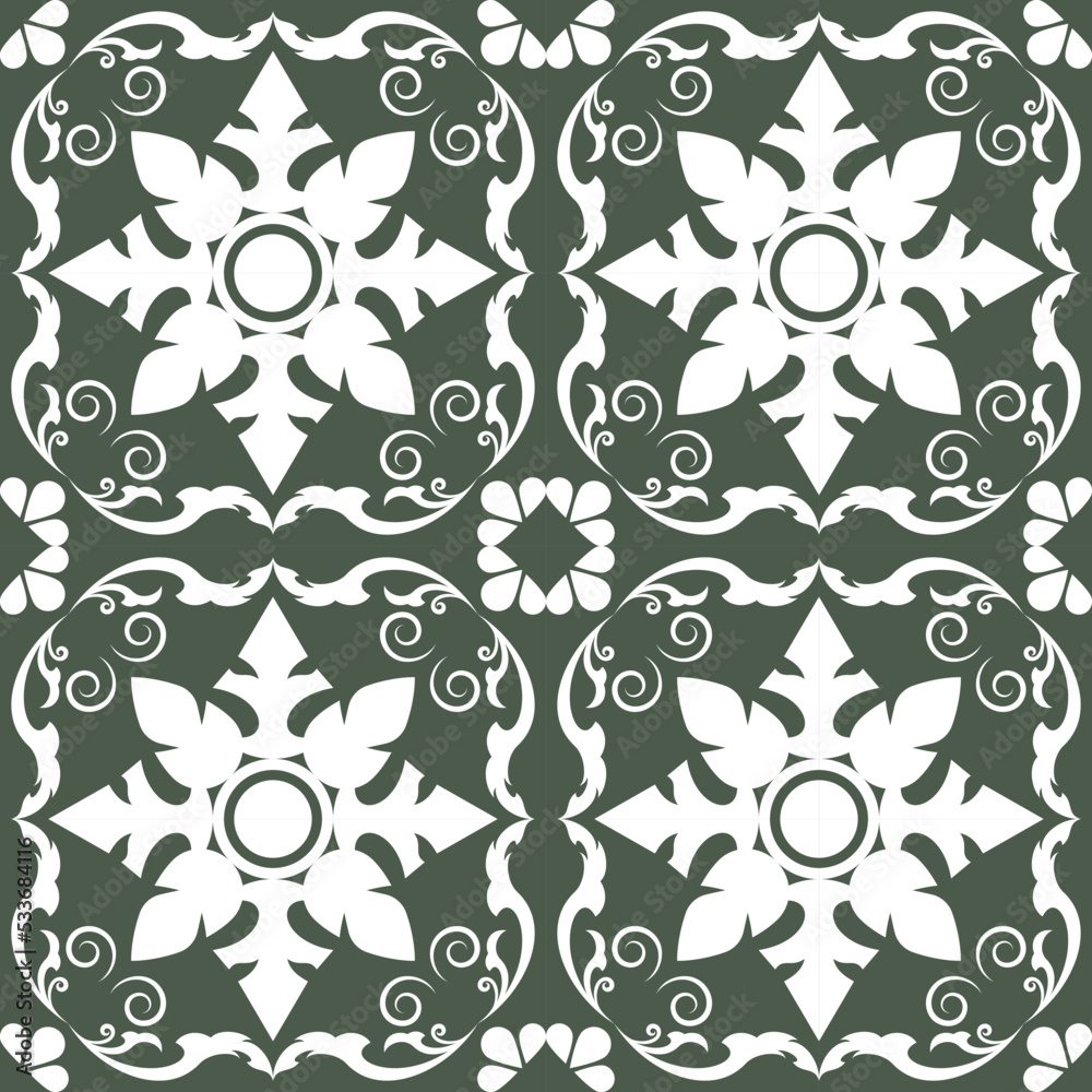 abstract dark green pattern for decoration on tiles in interior ...