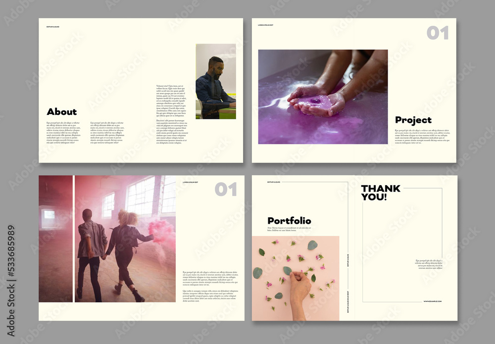 Minimal Portfolio with Beige Accents Stock Template | Adobe Stock