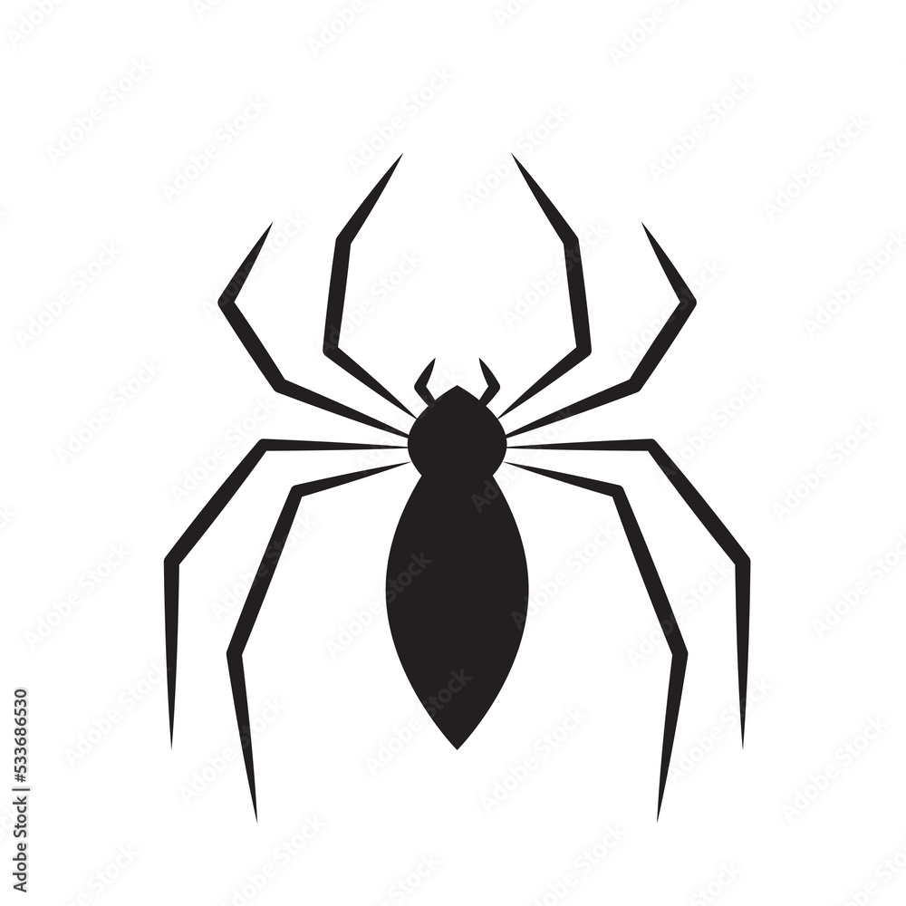 Spider Icon, Black Widow Silhouette, Halloween Symbol, Arachnid Sign ...