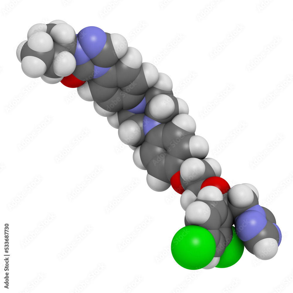 Itraconazole antifungal drug (triazole class), chemical structure ...
