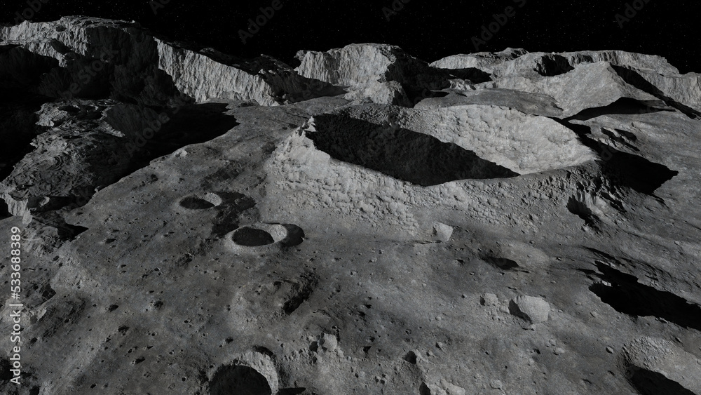 Moon surface, crater in lunar landscape background Stock Illustration ...