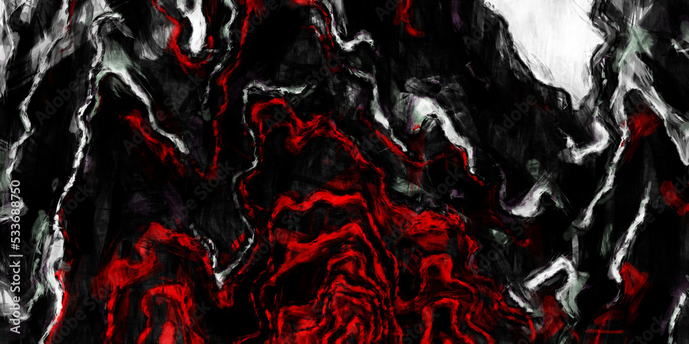 Abstract horror impressionism brush strokes creepy shapes and lines in ...